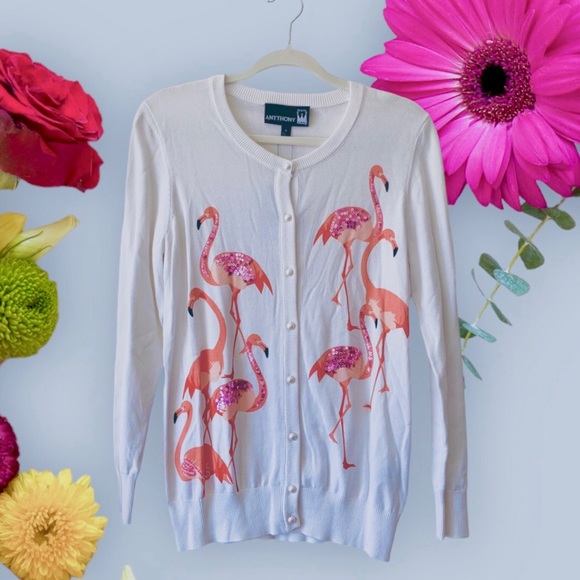 Anthony Original | Sweaters | Anthony Original Sparkly Flamingo Button ...